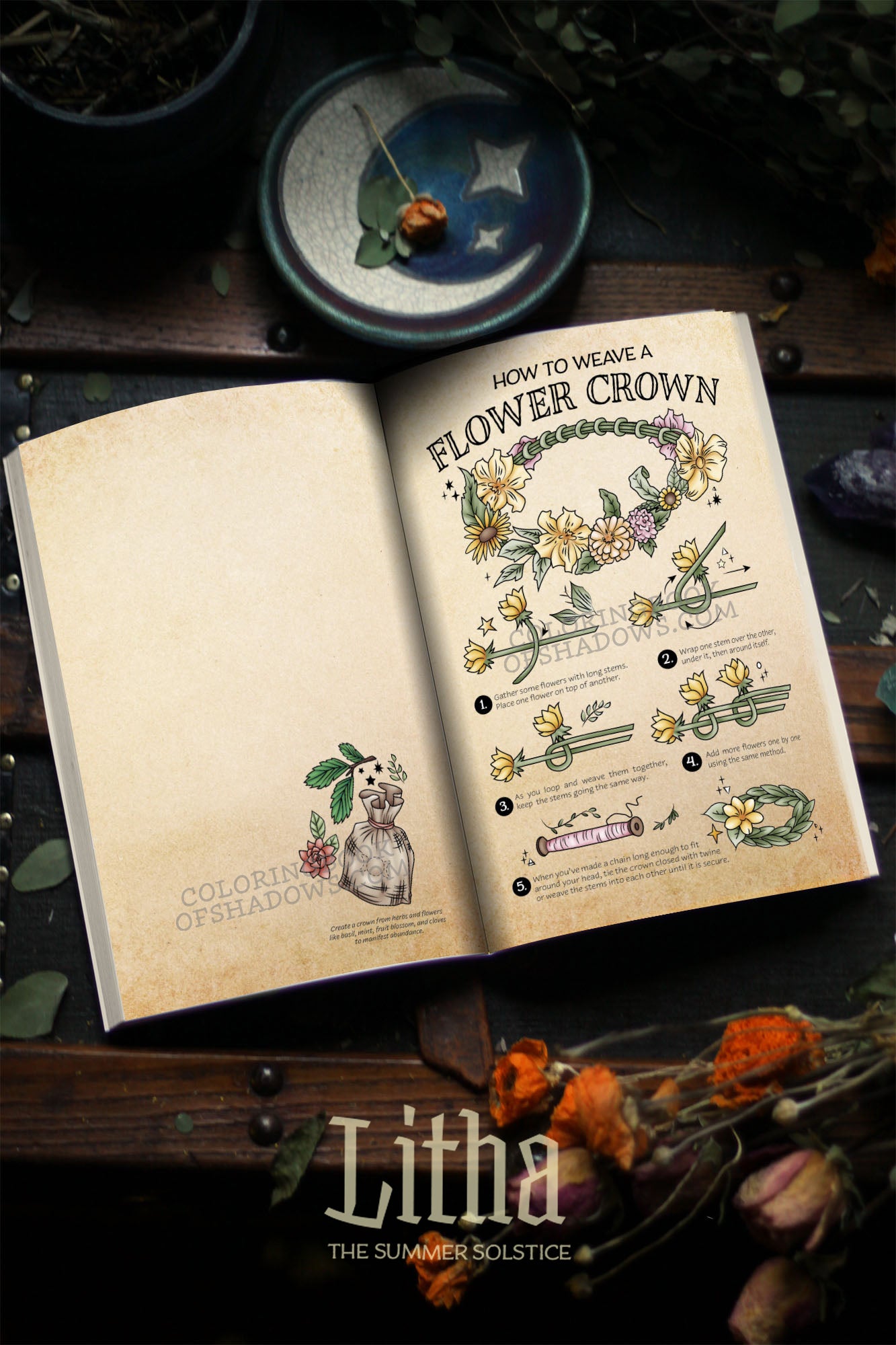 FULL COLOR Litha: The Summer Solstice - Coloring Book of Shadows