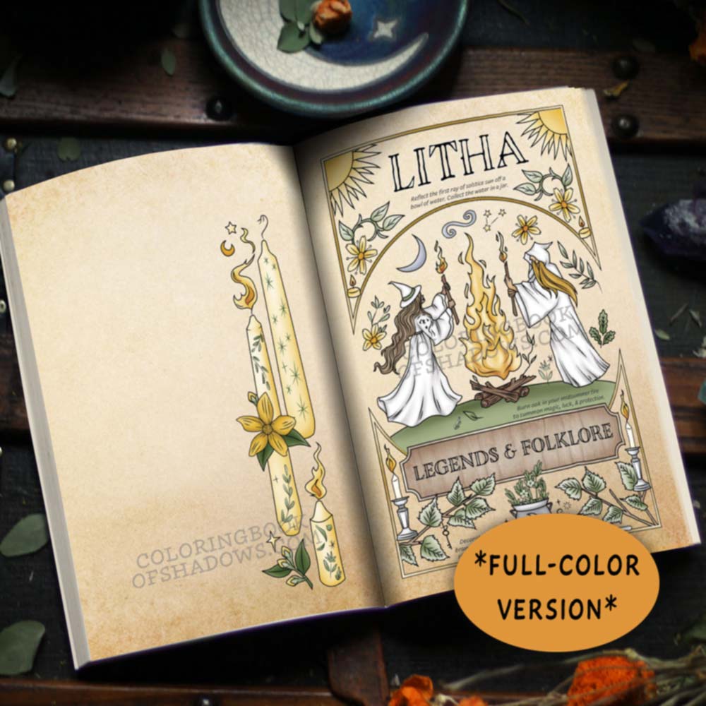 FULL COLOR Litha: The Summer Solstice - Coloring Book of Shadows