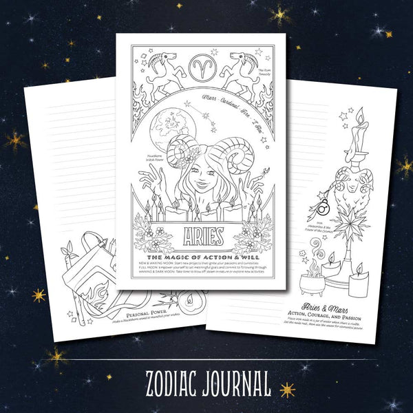 Zodiac Journal (Printable PDF) - Coloring Book of Shadows